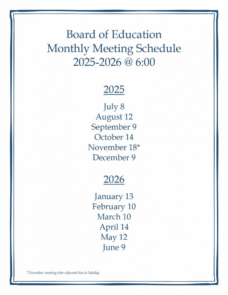 2025 26 Boe Meeting Schedule And Members Northville Central School